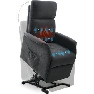 Serta Push-Button Power Recliner with Deep Body Cushions, Gray Fabric ...