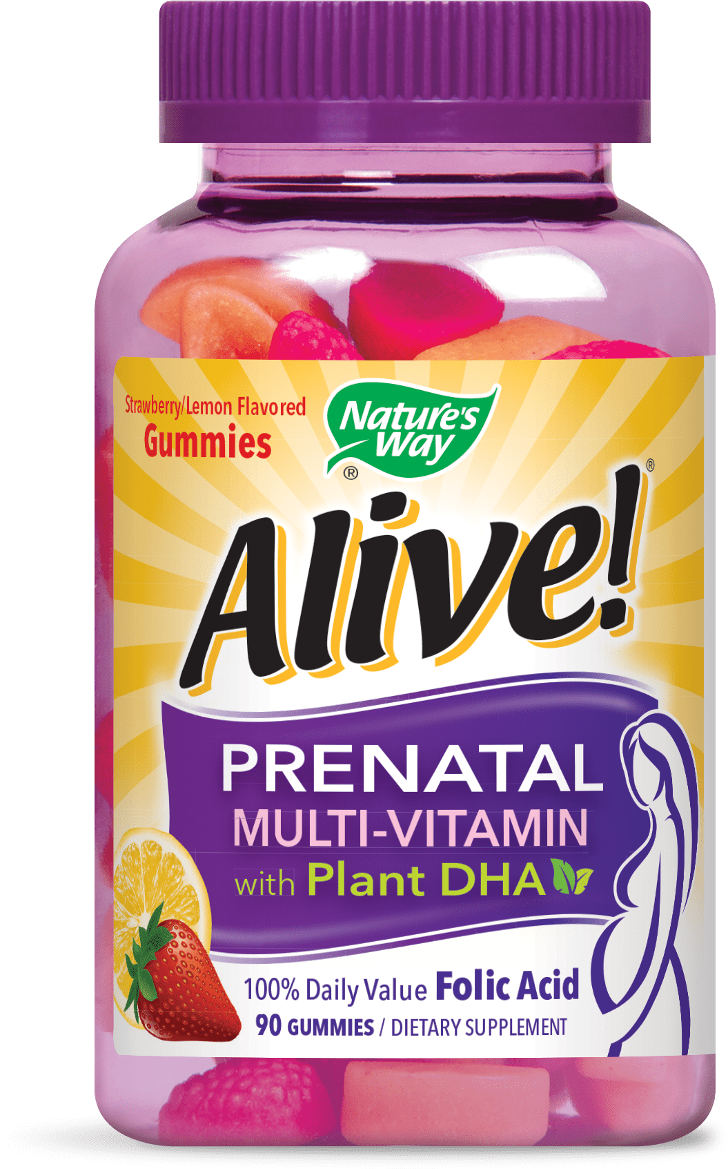 Alive Prenatal Gummy Vitamins With Plant DHA Multivitamin Supplement