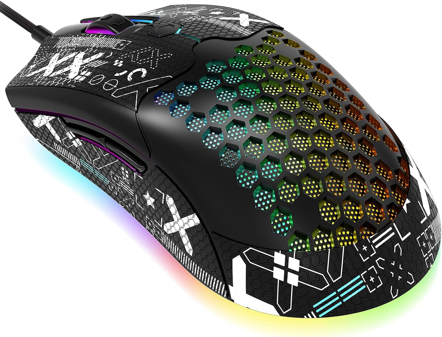 ZIYOULANG M5 Pro Ultralight Wired Gaming Mouse, Lightweight Honeycomb Shell, Pixart PAW3325, 6 ...