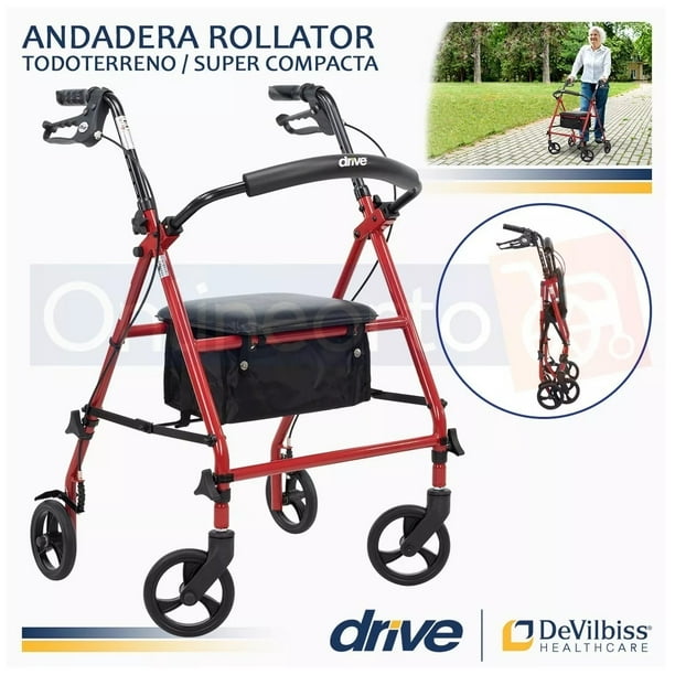 Andadera Ortopedica Rollator Asiento Silla Adulto Todo Terreno Roja ...