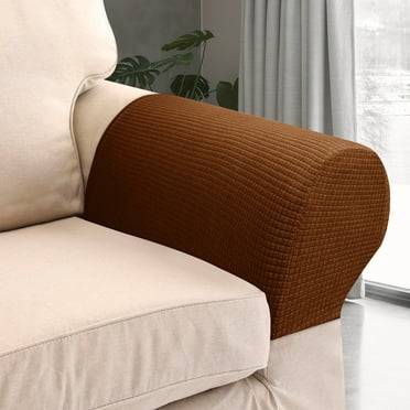 ODOMY Spandex Waterproof Sofa Arm Covers Beige Stretch Arm Caps for ...