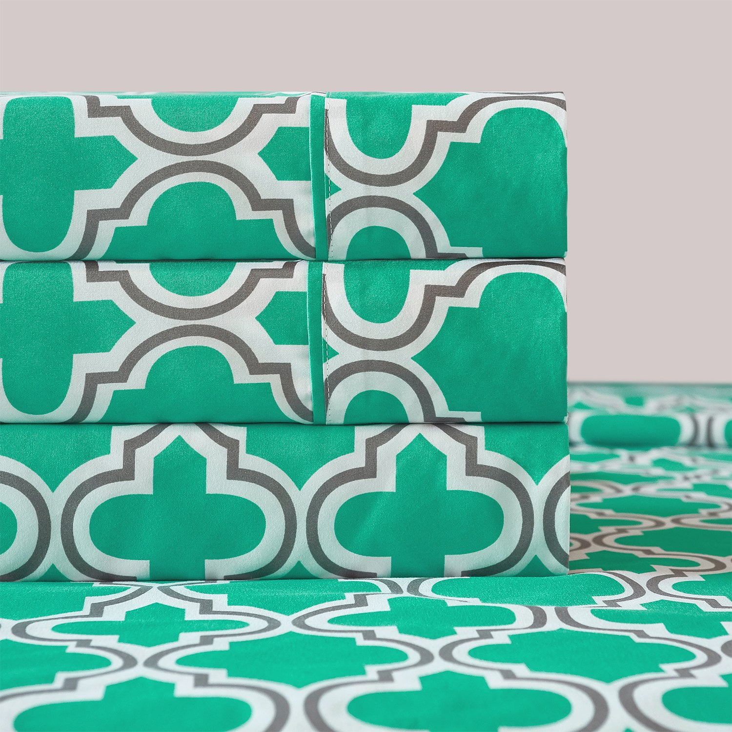 100% Brushed Microfiber Wrinkle Resistant Trellis Sheet Set Teal / Cal ...