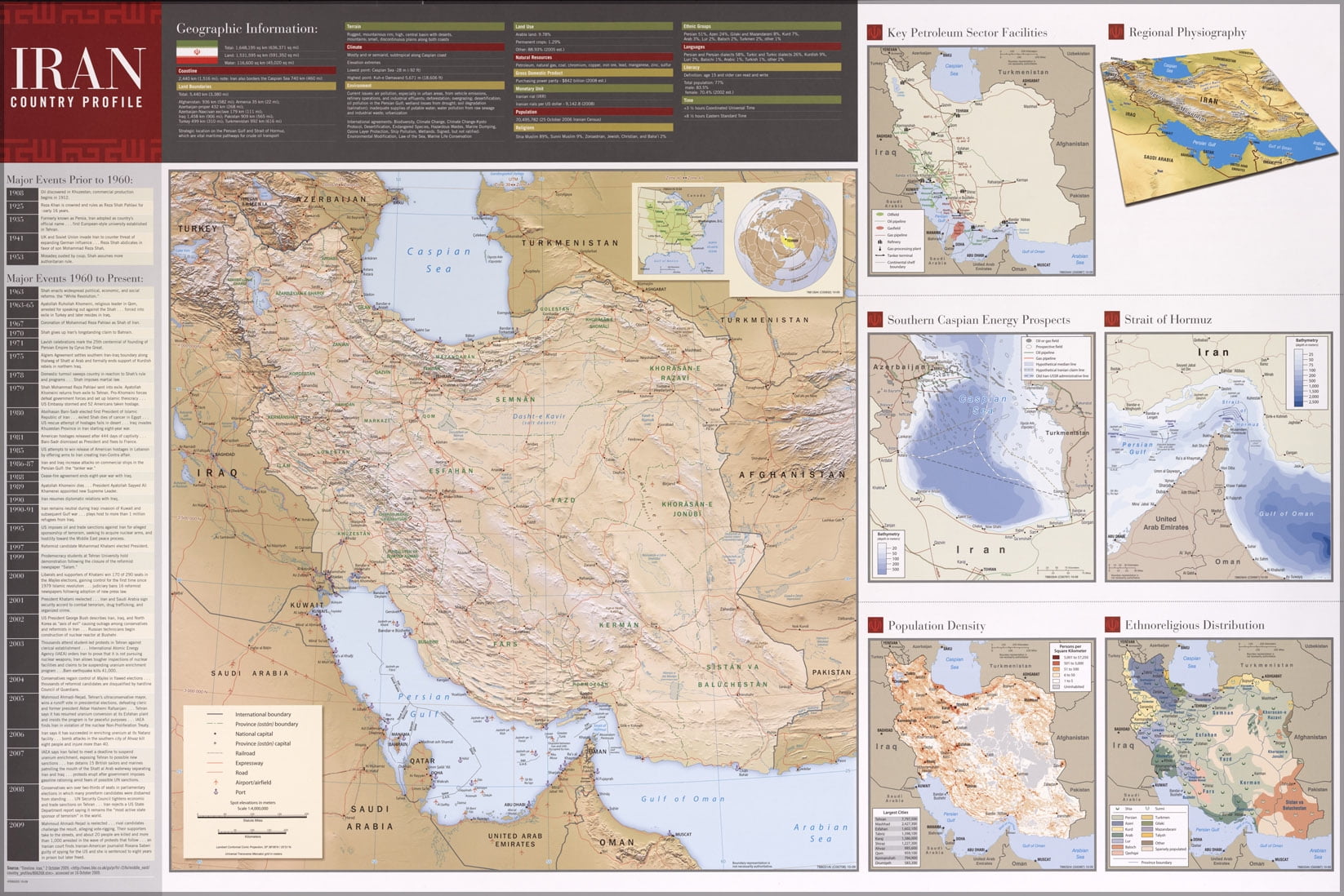 24"x36" Gallery Poster, cia Iran country profile map 2009 - Walmart.com