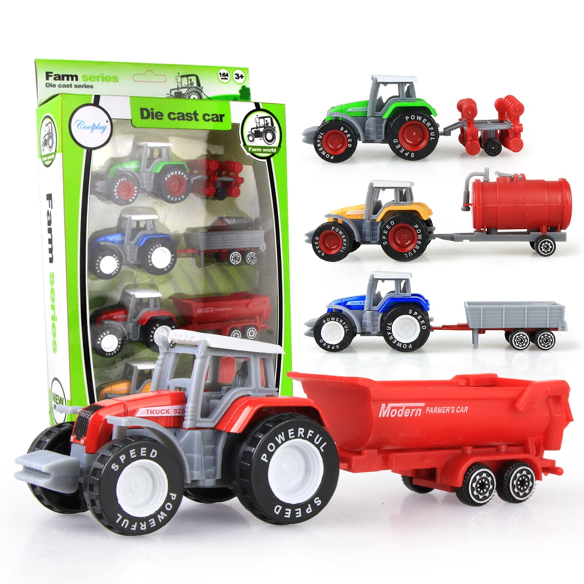 Coolplay 1:64 Alloy Farm Tractor Toy Set Die Cast Farm Vehicle Car ...