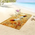 1 crane pattern beach towel, oil painting style artwork, double crane ...