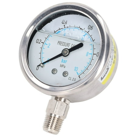 Stainless Steel Vacuum Pressure Gauge Test Meter 1/4in NPT Dual Scale ...