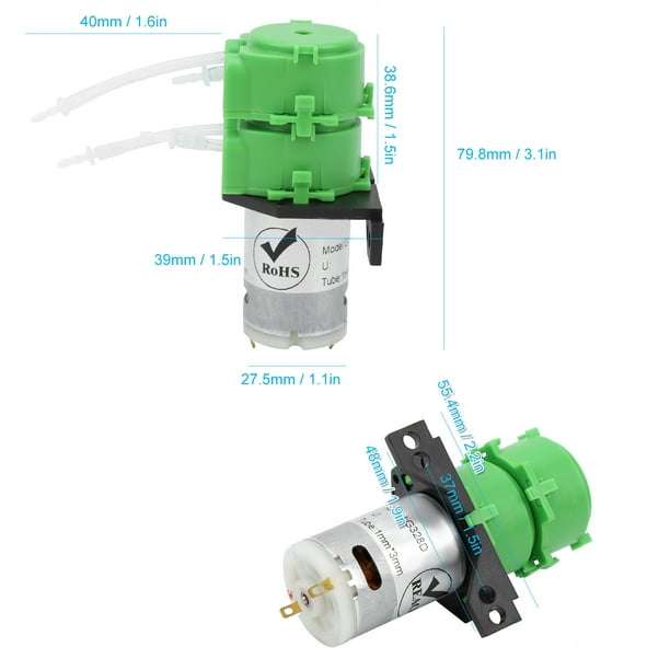 FLAMEEN Peristaltic Pump Mini Dual Head Dosing Water Circulating Pump ...