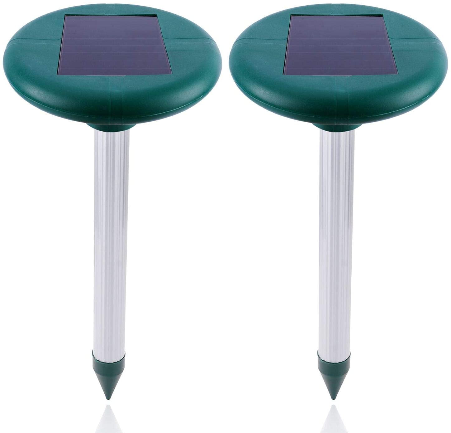 2 Pack Outdoor Solar Mouse Repellent, Electronic Ultrasonic Solar Mole ...