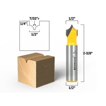 90 Degree X 1" Diameter V Groove Router Bit - 1/2" Shank - Yonico 14996 ...