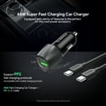 Compatible For iPhone 16E / SE4 2025 48W Car Charger PD + 2.4A USB with 3FT C to C cable ...