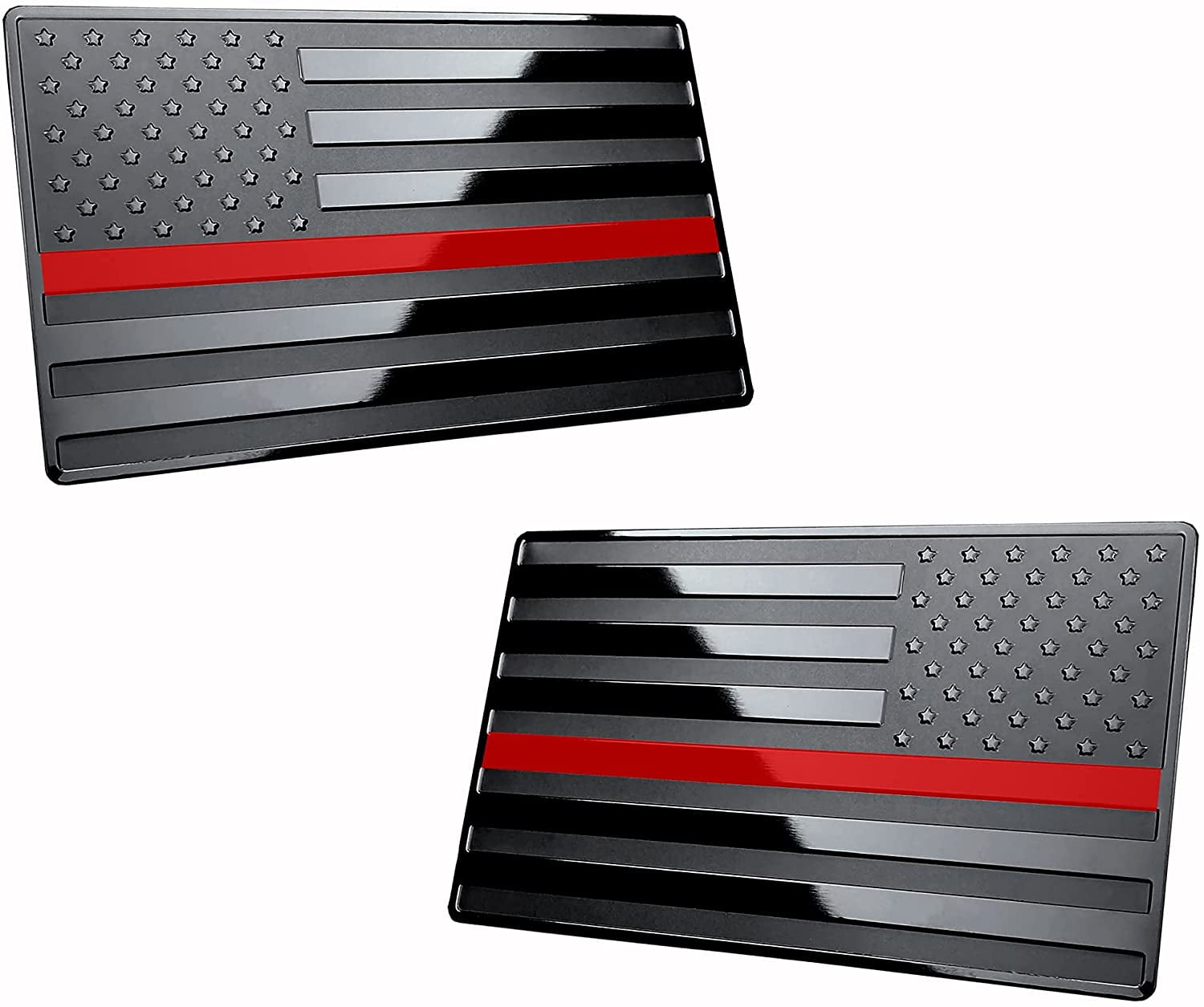 MULL USA Black Metal Flag Emblem for Cars Trucks 2pcs Forward and ...