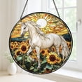 Country Horse Sunflower Scene Glass Suncatcher Window Hanging ...