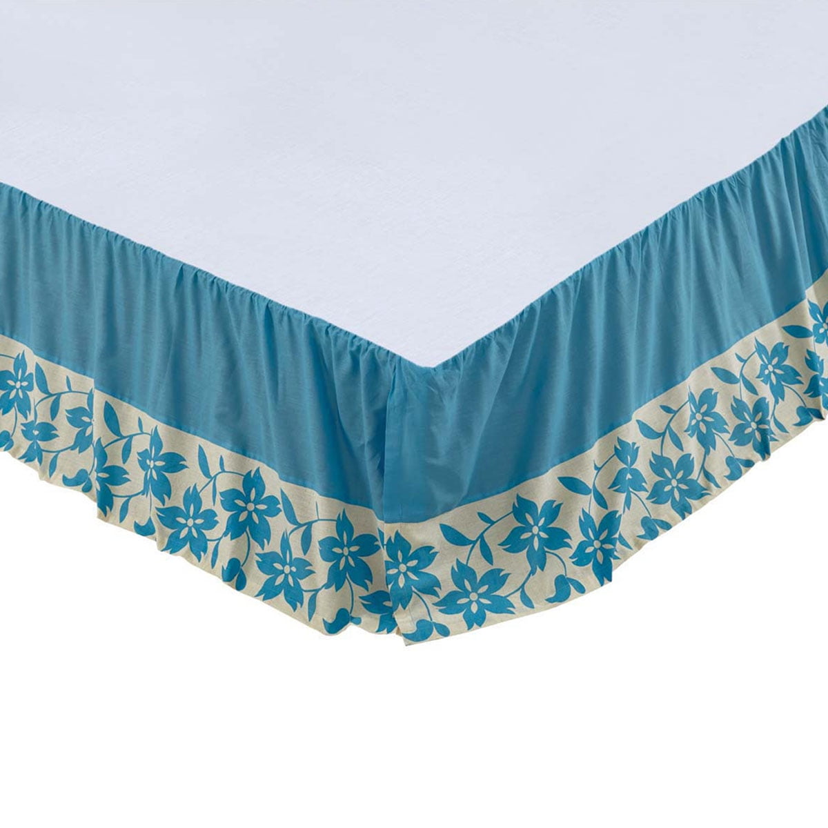 VHC Brands Farmhouse Bedding Briar Queen Size 16" Drop Azure Bed Skirt ...