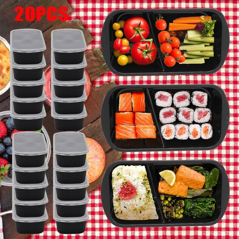 MDHAND Disposable Bento Box 20pcs Compartment with Lid Food Container ...