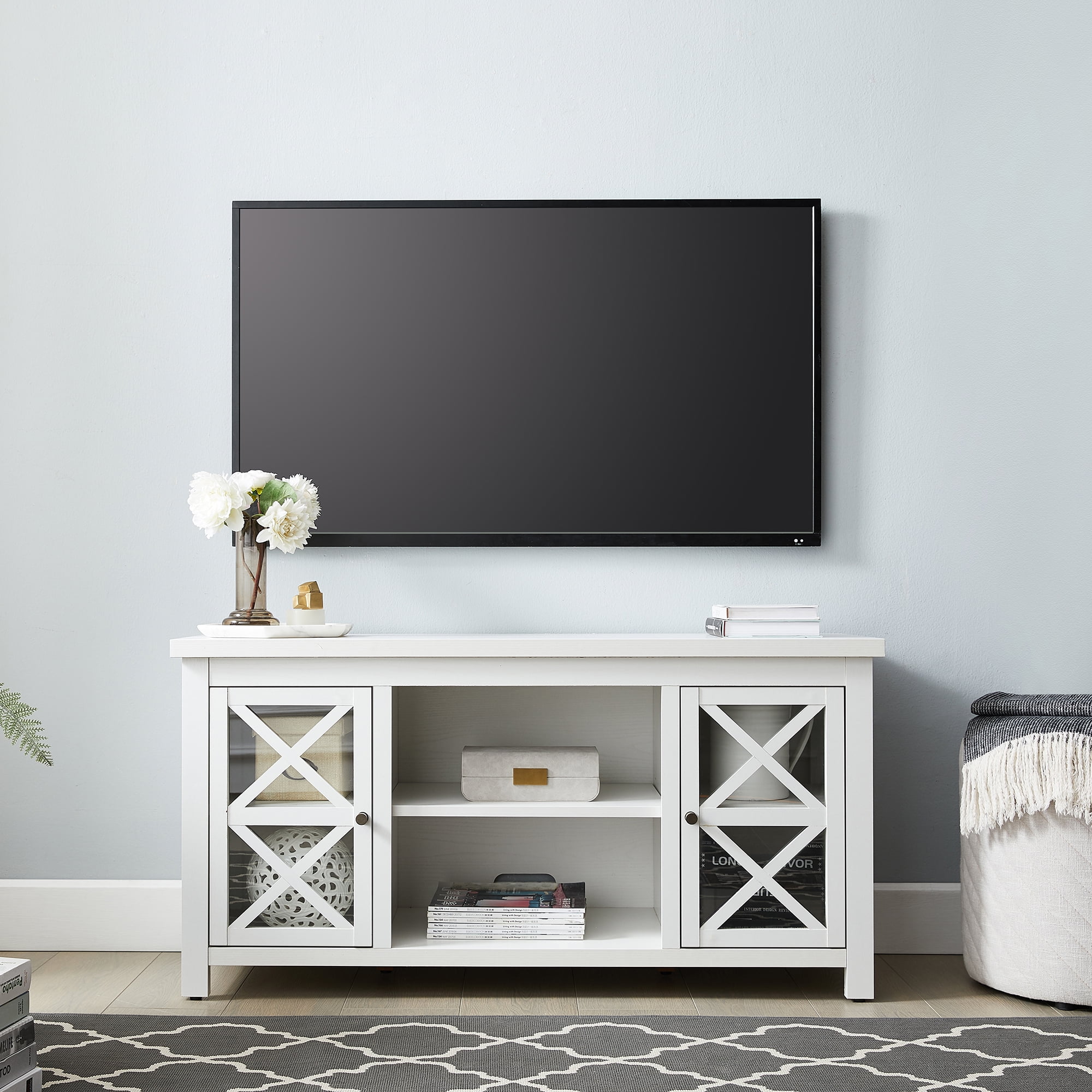 Evelyn&Zoe Colton TV Stand for TV's up to 55", White - Walmart.com