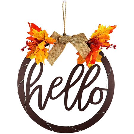 Hello Wooden Hanging Welcome Signs for Front Door with led lignt, Wood ...