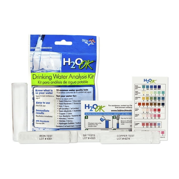 LabTech LT5010 H2O OK Drinking Water Analysis Test Strips Kit, 10 Water ...