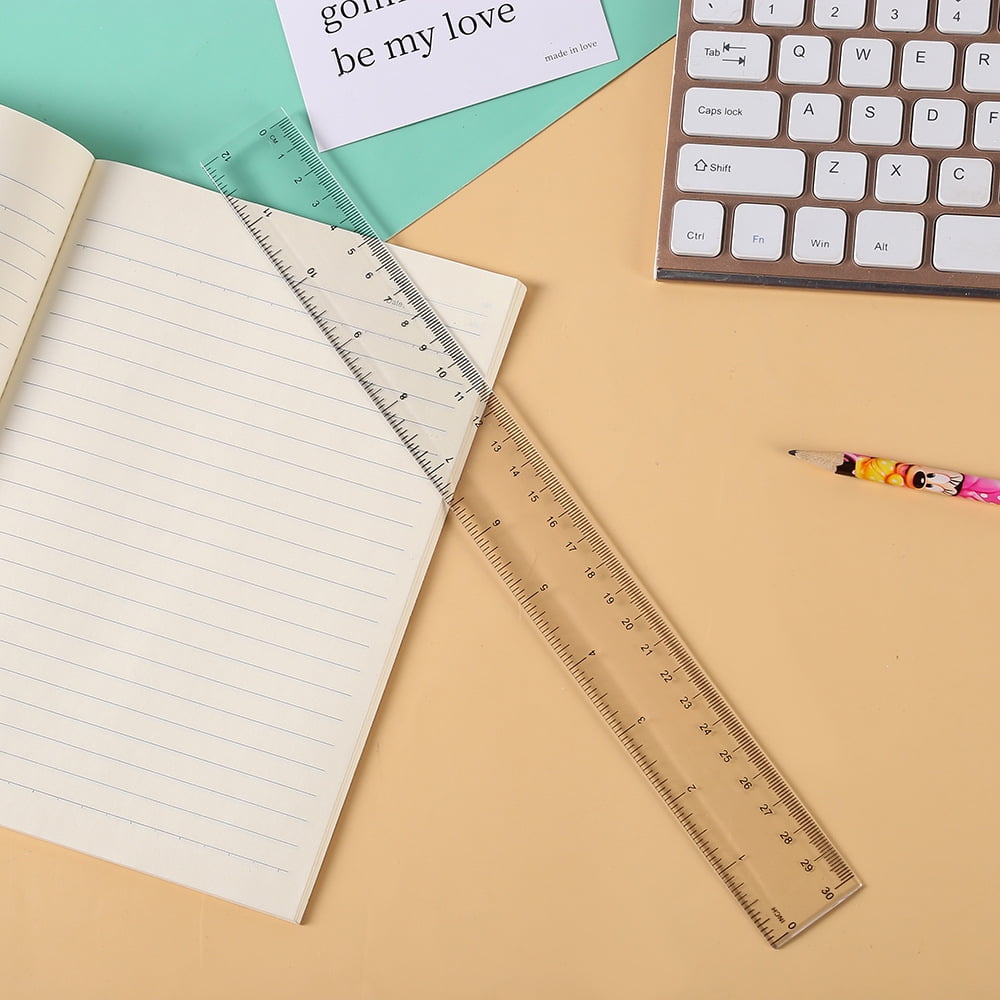 Regla recta de 30 cm, regla de plástico multifuncional para estudiantes ...