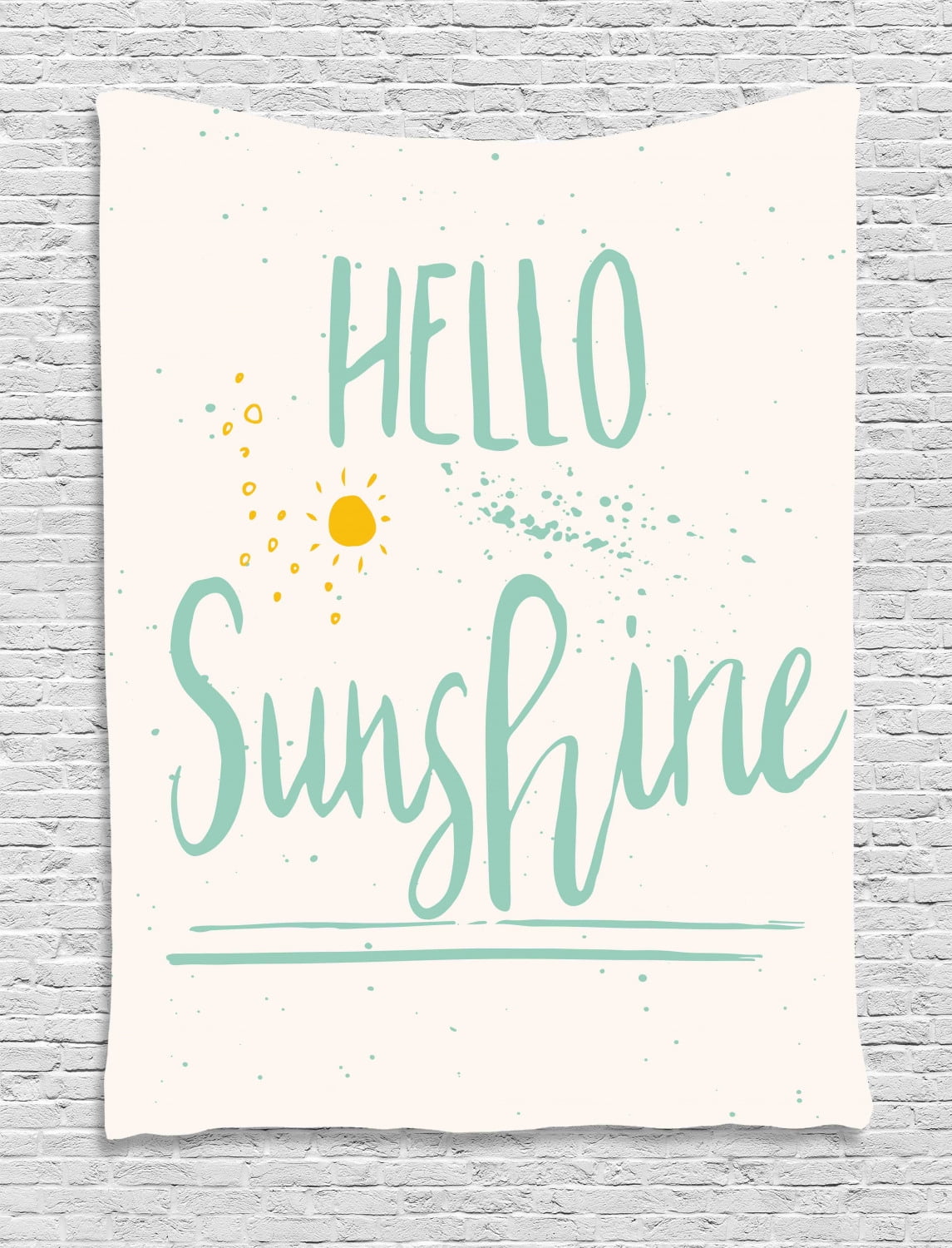Hello Sunshine Tapestry, Lettering Design with Sun Motif Calligraphic ...