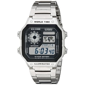 Casio Men's Digital World Time Watch, WR100M AE-1200WHD-1AVDF AE ...