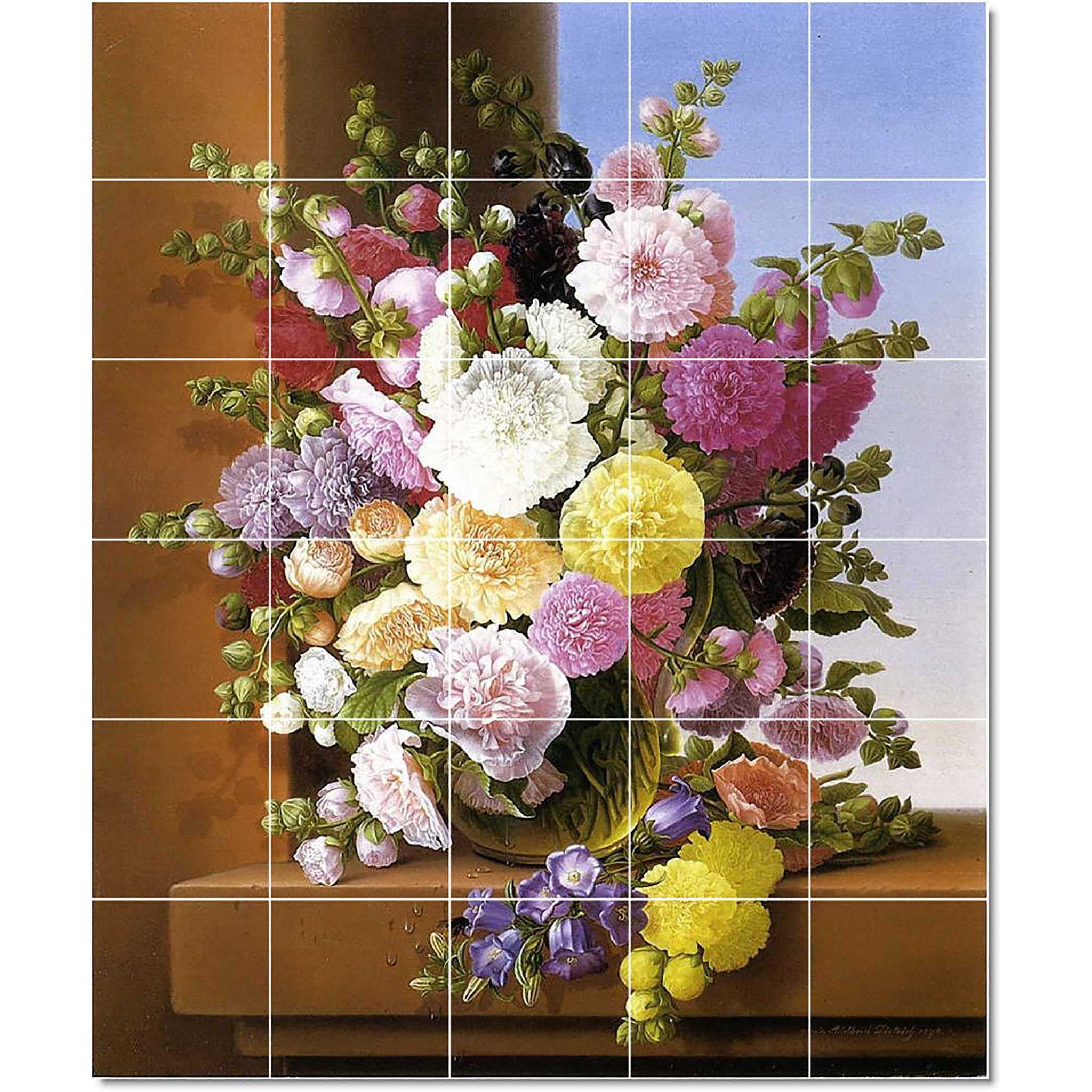 Ceramic Tile Mural-Adelheid Dietrich Flowers Tile Mural Residential ...