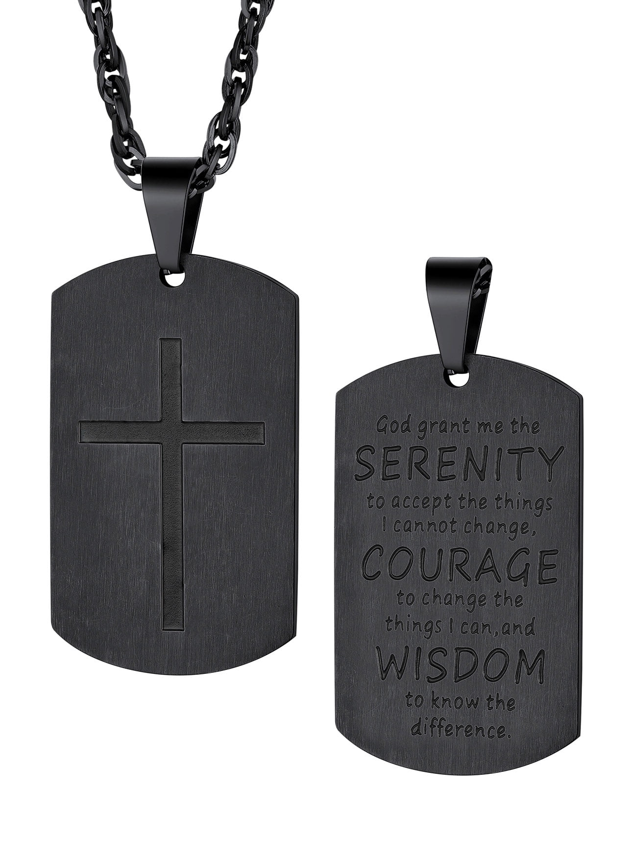 Bestyle Black Dog Tag Necklace Military Tag Cross Christian Religious ...
