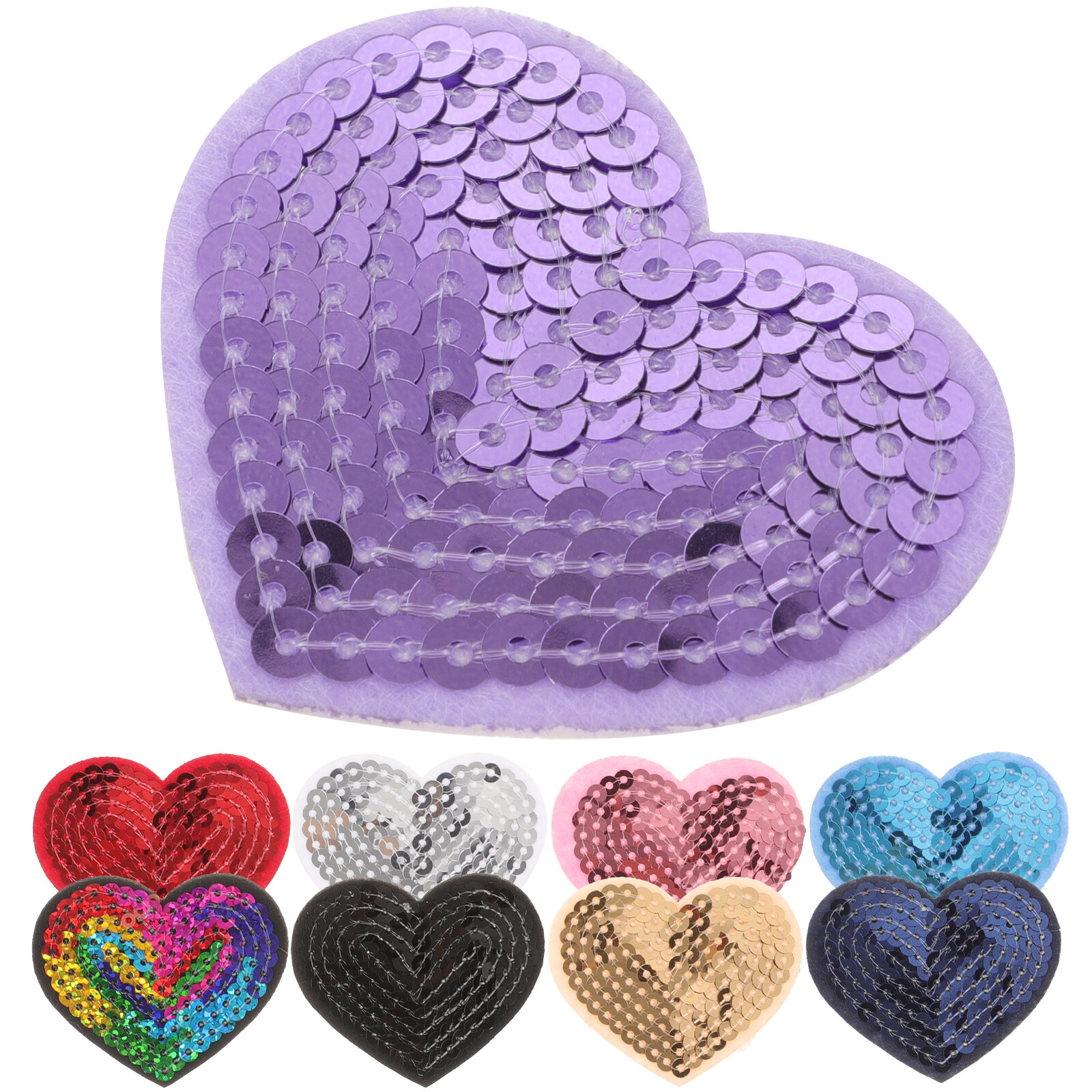 9pcs Heart Patches Self-adhesive Sequins Appliques DIY Craft Patches ...