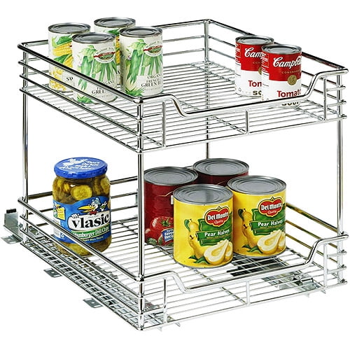 Glidez Heavy-Duty 14.5" Two-Tier Deep Sliding Cabinet Organizer, Chrome ...