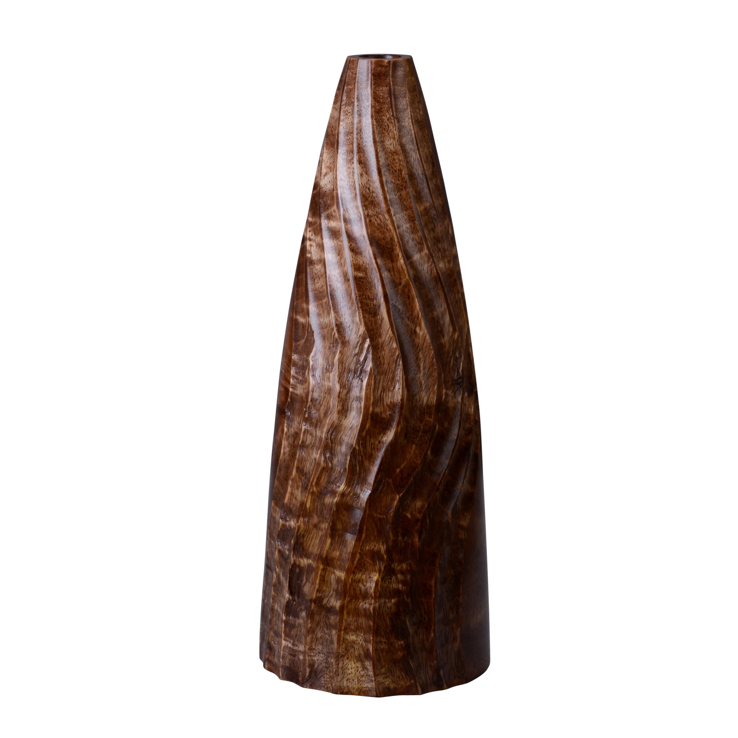 Villacera Handmade 15? Tall Brown Tapered Mango Wood Vase | Decorative ...