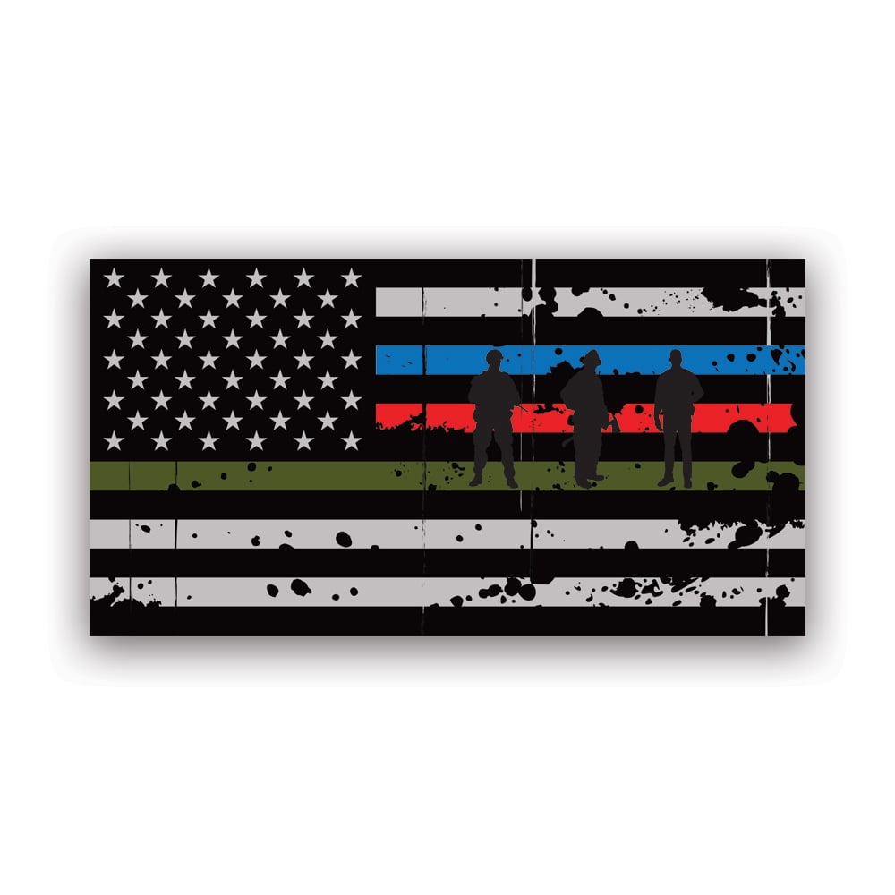 Tattered Thin Blue Line Flag Military Firefighter Police Sticker Decal ...