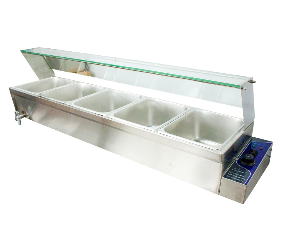 INTBUYING Commercial 4 Pan Food Soup Warmer Countertop Stove Bain Marie ...