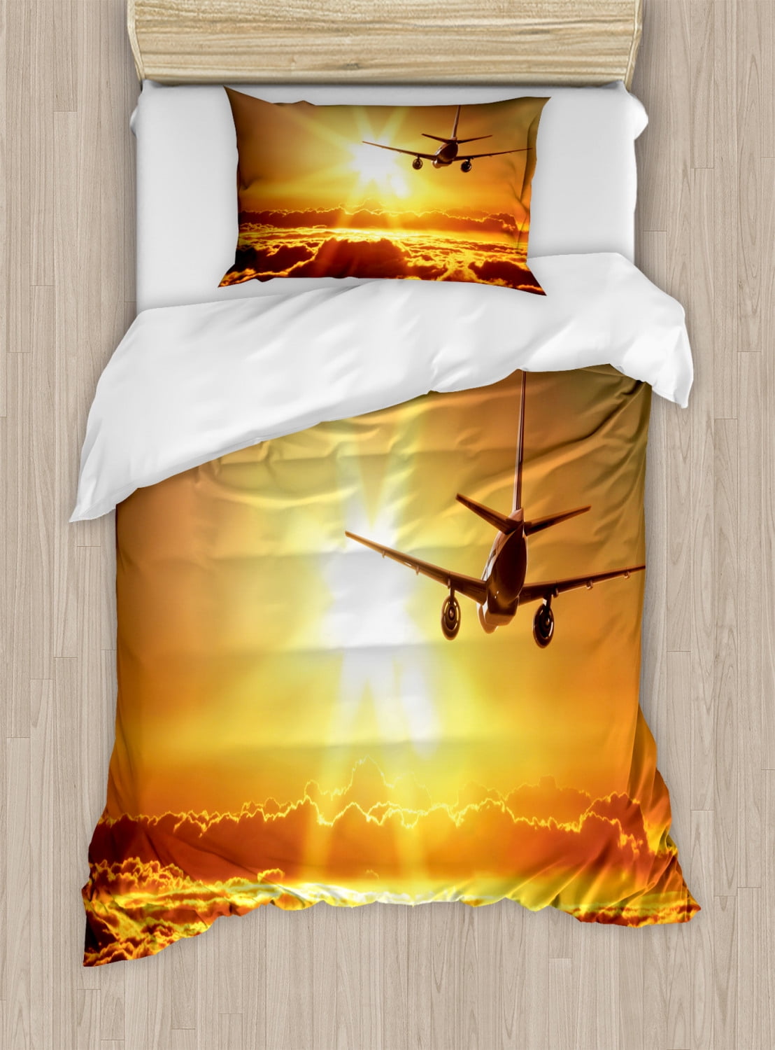 Scenery Twin Size Duvet Cover Set, Aeroplane Aircraft Widebody Jet ...