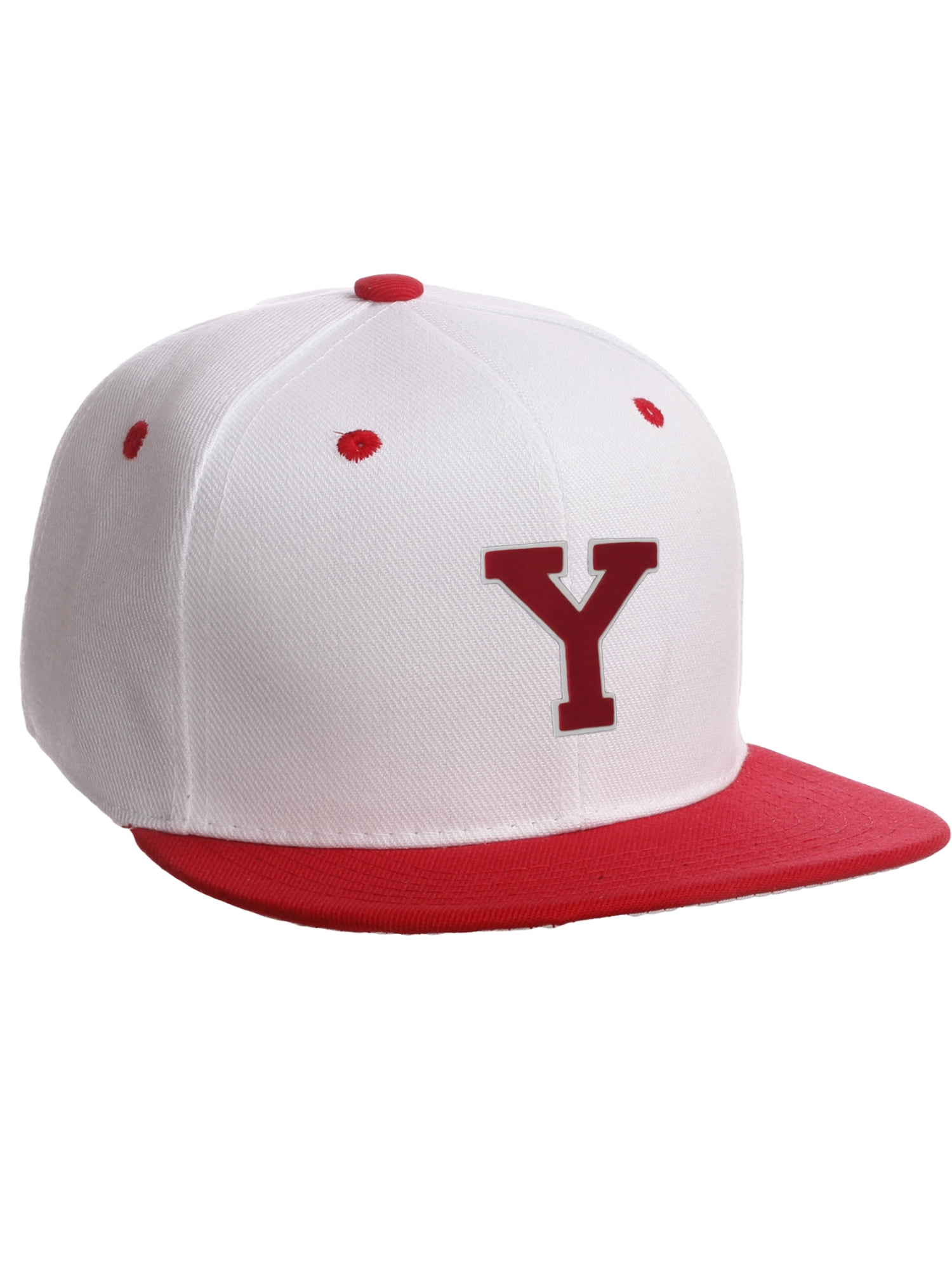 Classic Snapback Hat Custom A to Z Initial Letters, White Red Cap White ...