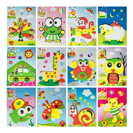 12PCS Kids Foam Sticker DIY Self-adhesive Interactive EVA Sticker Foam ...