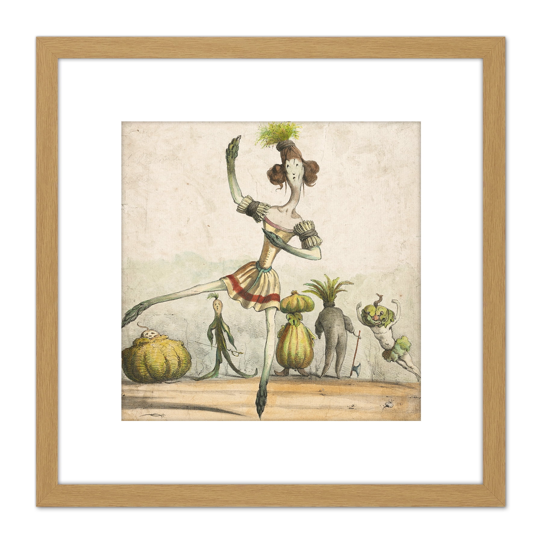 Caboche Louise Fitzjames Vegetable Ballet Dancer 8X8 Inch Square Wooden ...