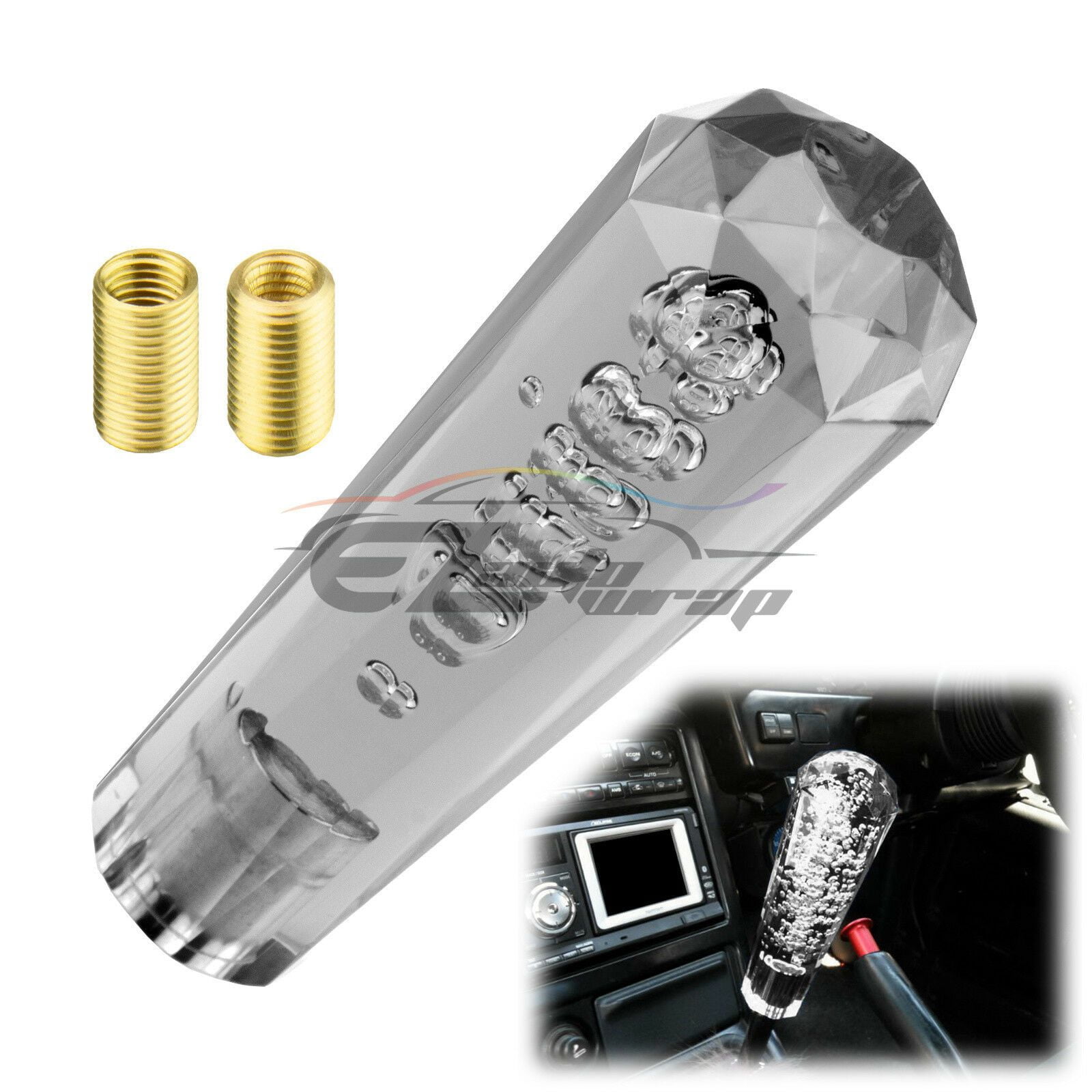 Shift Knob Stick Black Gray Smoke Crystal Bubble Manual Gear Shifter ...