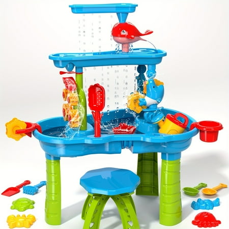 Kids Sand Water Table For Toddlers, 3-Tier Sand And Water Play Table ...