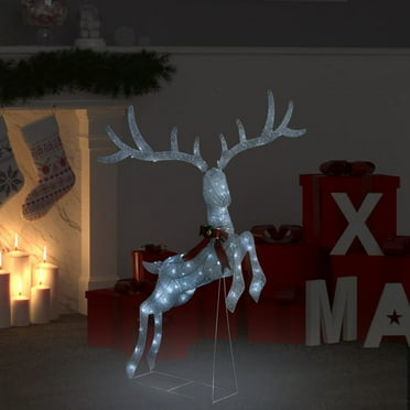 46" Lighted Sparkling White Sisal Reindeer Christmas Yard Art Decoration - Walmart.com