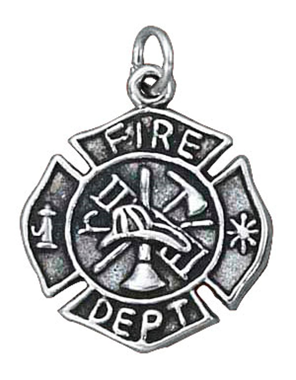 Sterling Silver 30" 1.2mm Box Chain Firefighters Fireman's Medal ...