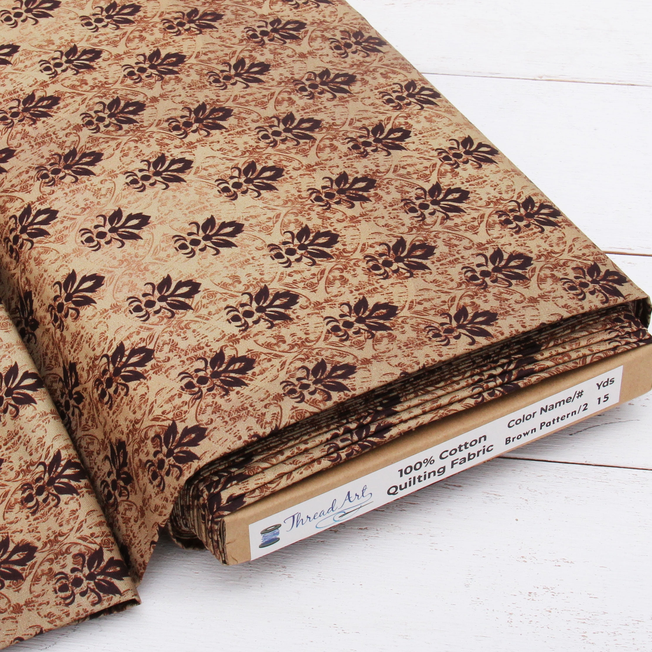 ThreadArt Premium Cotton Quilting Fabric Sold By The Yard - Brown ...