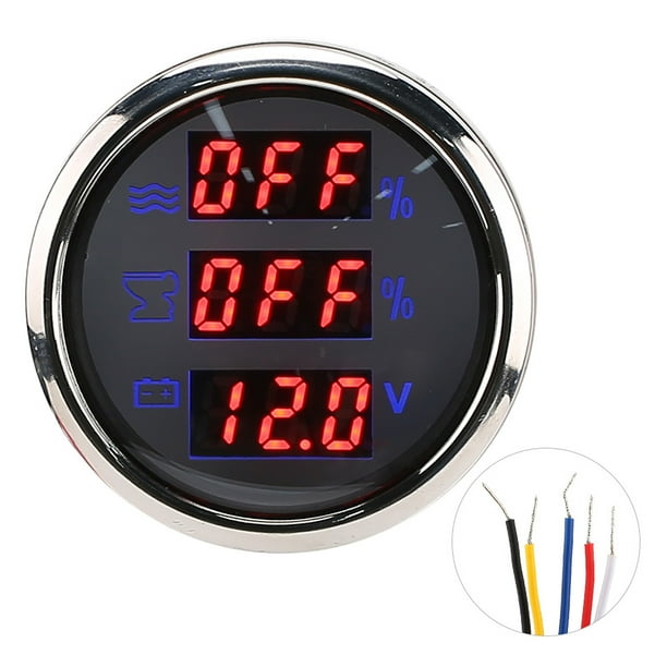 Oubit Sewage Gauge,52MM/2in 3‑In‑1 Water Level Boats Voltage Meter Water Level Gauge Ultimate ...