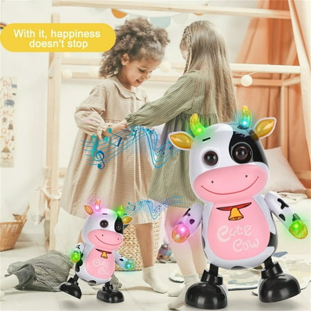WREESH Electric Music Dancing Cow Toy With Colorful Light Swing Back ...