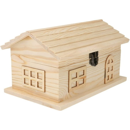 ICHUDAN Wooden House Piggy Bank Retro House Shaped Money Saving Pot ...
