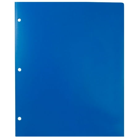 JAM PAPER Heavy Duty Plastic 3 Hole Punch Folders with Pockets - Blue ...