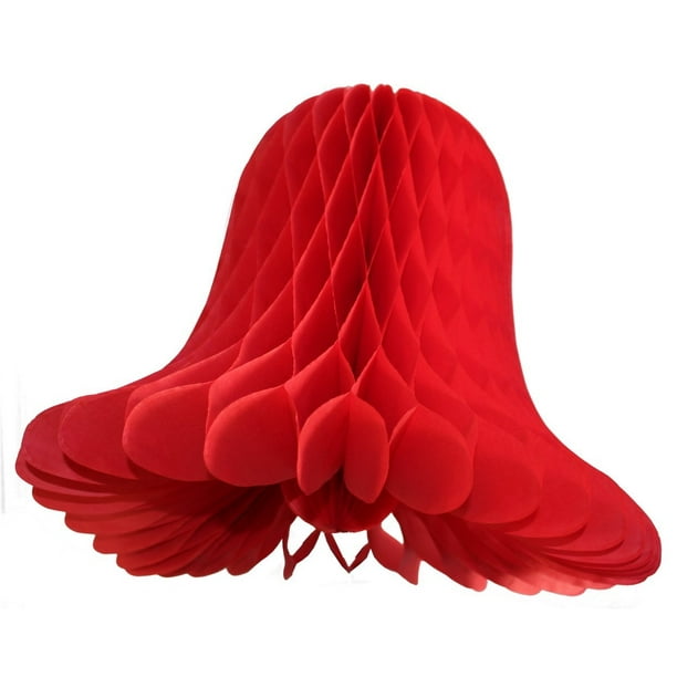 3-pack 9 Inch Hanging Honeycomb Tissue Paper Bell Decoration, Red, by ...