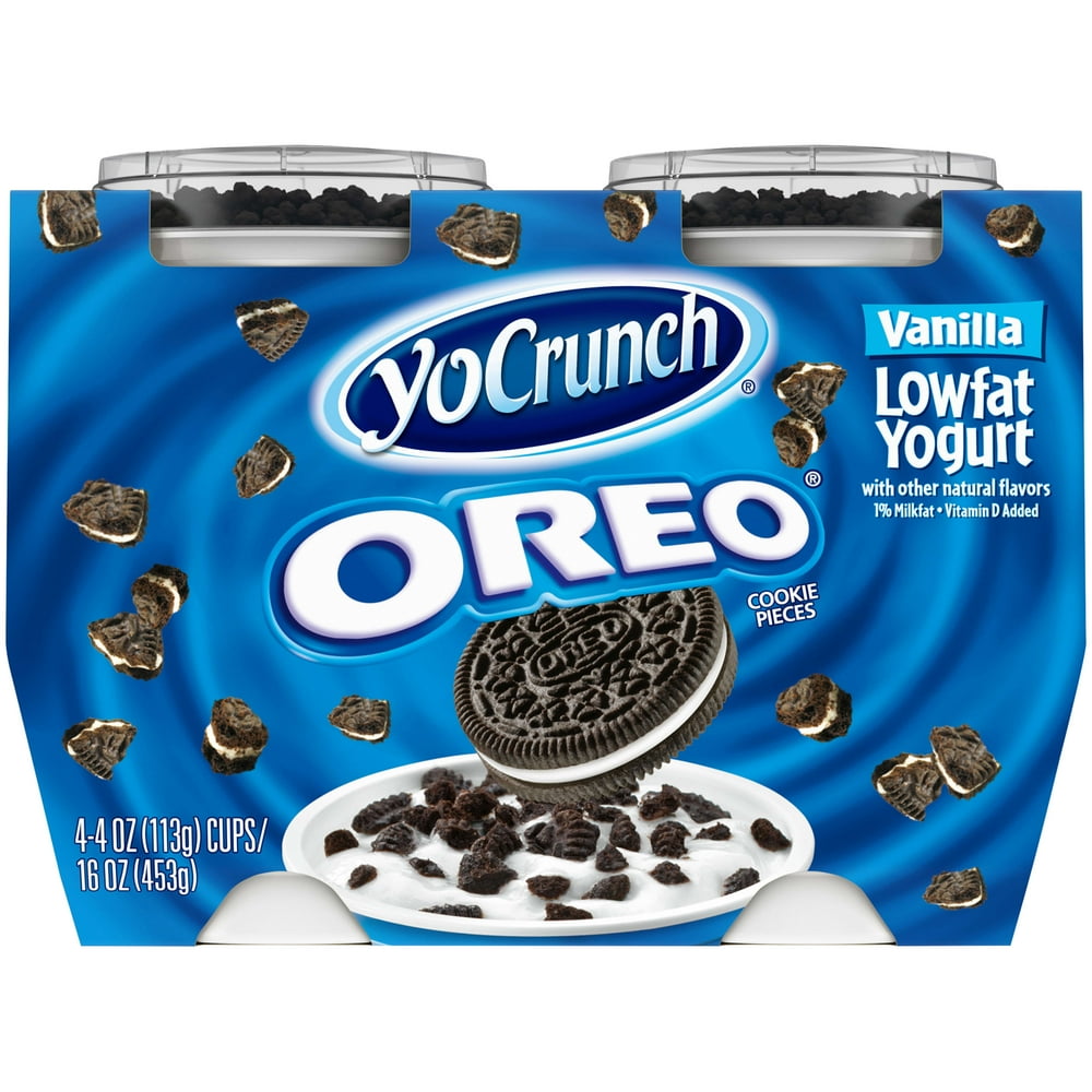 YoCrunch Lowfat Vanilla with OREO Yogurt, 4 Oz. Cups, 4 Count - Walmart ...
