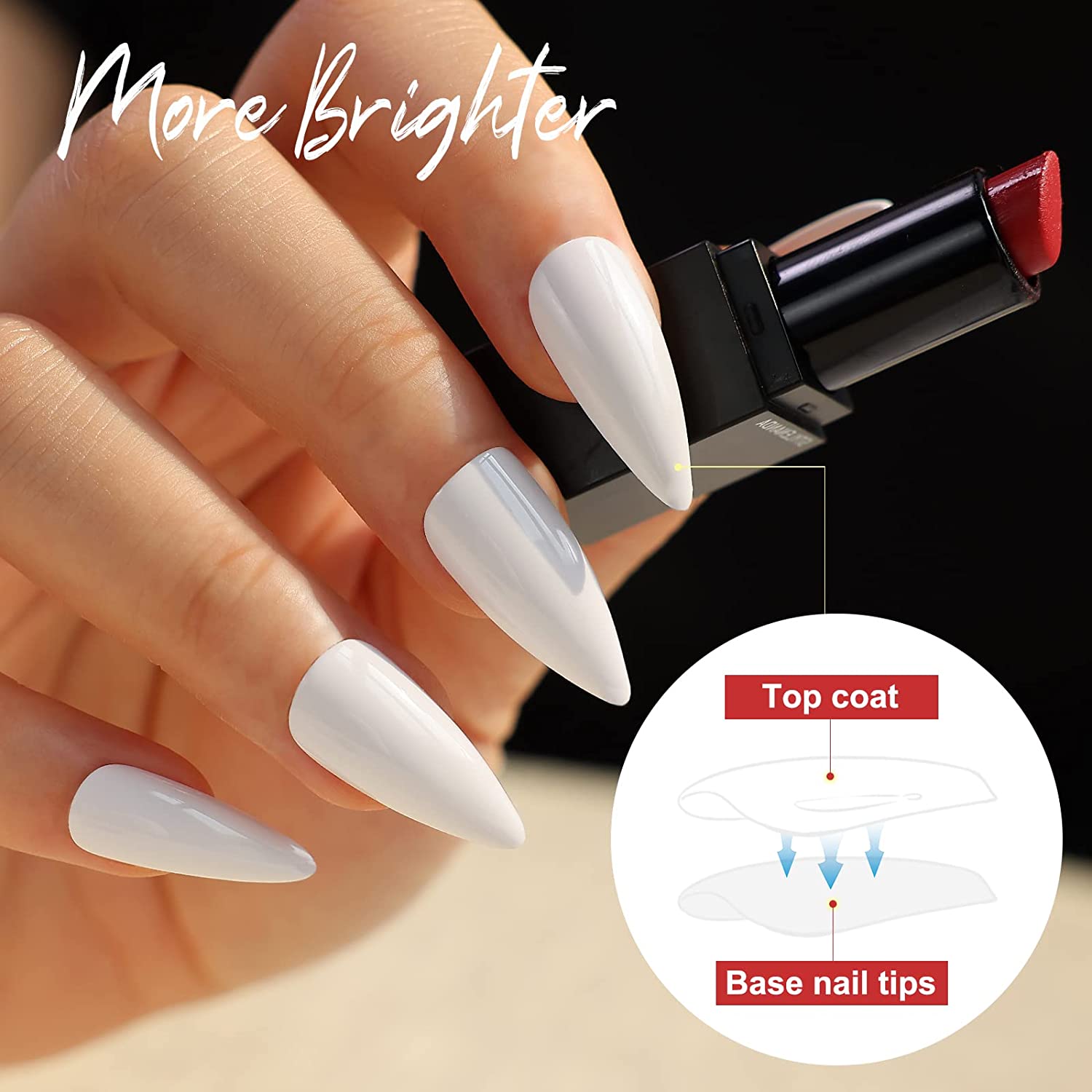 White Tip Pointy Nails