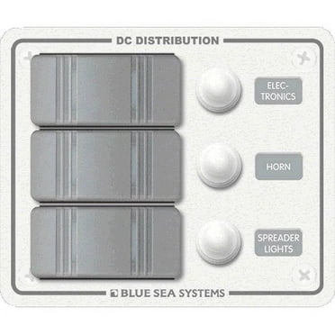 Blue Sea Systems #8023 Standard DC Panel, White Toggle Breakers, 5-15A ...