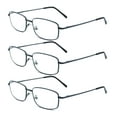 EYEZOOM 3 Pairs Extra Wide Light Weight Rectangular Metal Frame Reading ...
