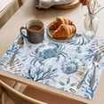 Blue Crab Coastal Placemats Set of 2 Summer Beach Coral Conch Shell ...